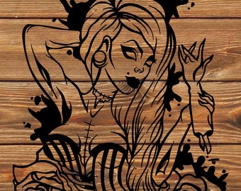 PNG SVG File Zombie Pin up Girl Horror Cartoon Character Stencil for ...