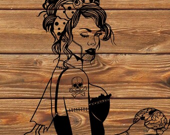 PNG SVG File Zombie Pin up Girl Horror Cartoon | Etsy UK