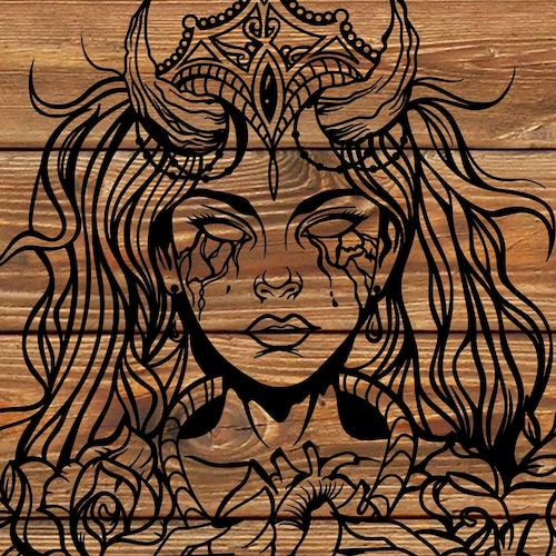 PNG SVG File Devil Queen Satin Evil Tattoo Stencil | Etsy