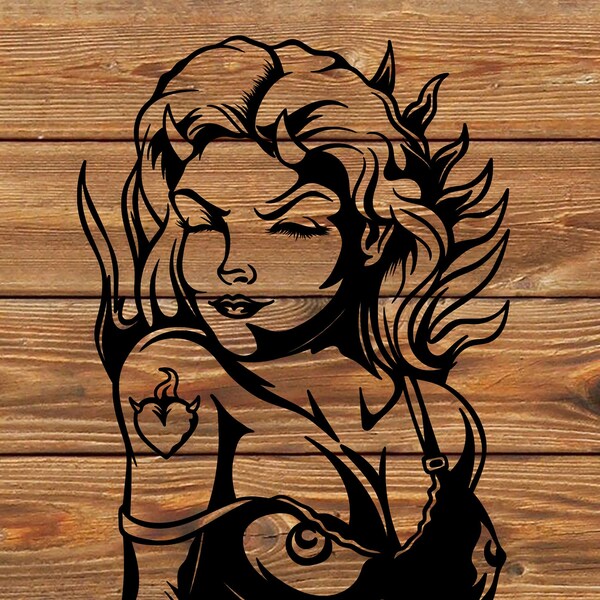 Devil Girl Tattoo - Etsy