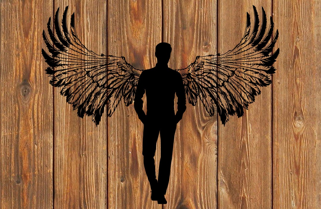 PNG SVG DXF File Angel - Silhouette - Male - Character - Stencil for ...
