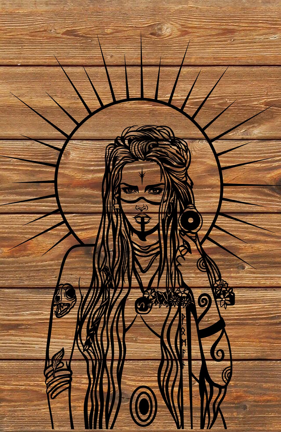 Freya Norse Goddess Design – Viking Tattoo Stencil (PNG SVG DXF File ...