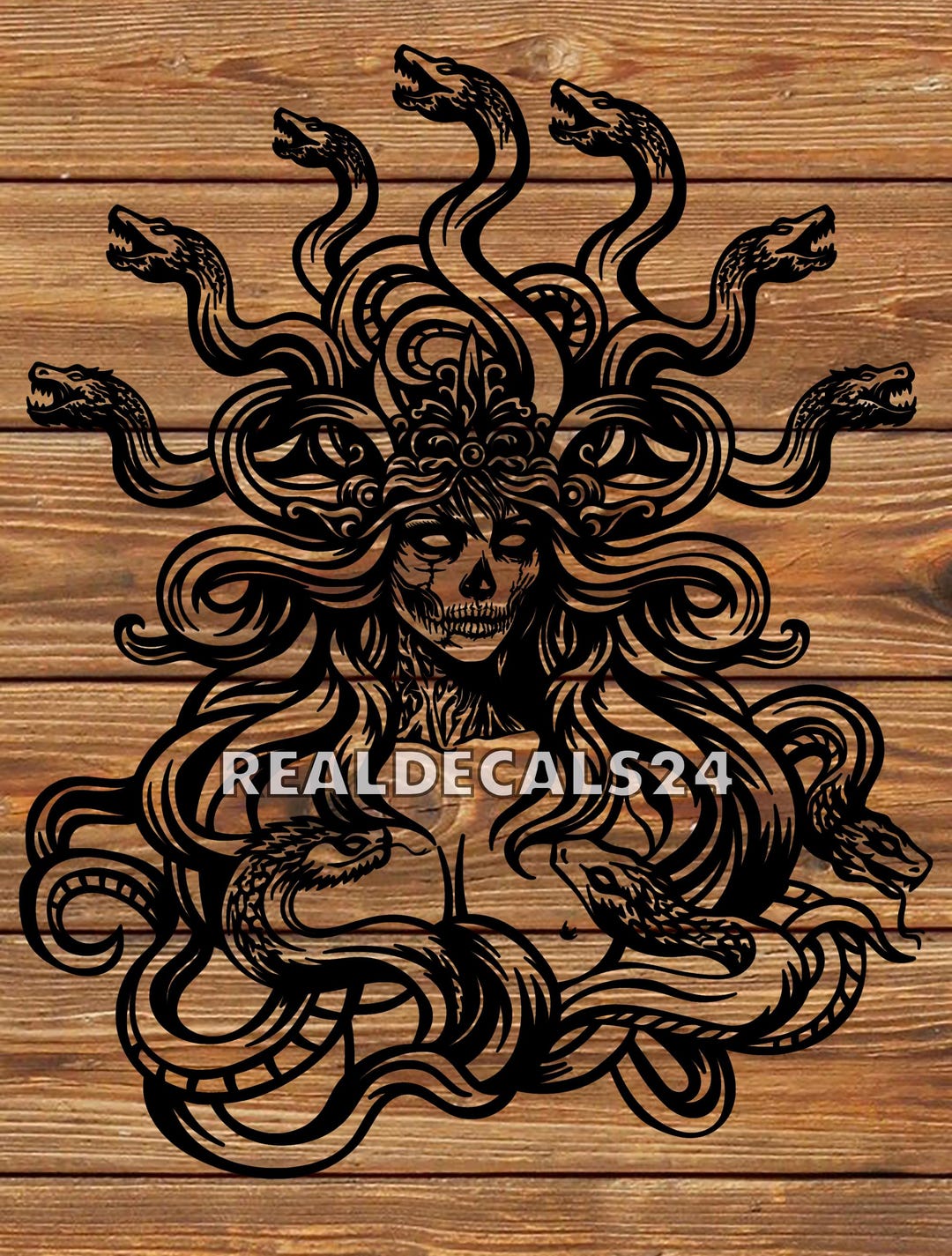 PNG SVG DXF File Medusa Mythological Creature Tattoo Stencil Silhouette ...