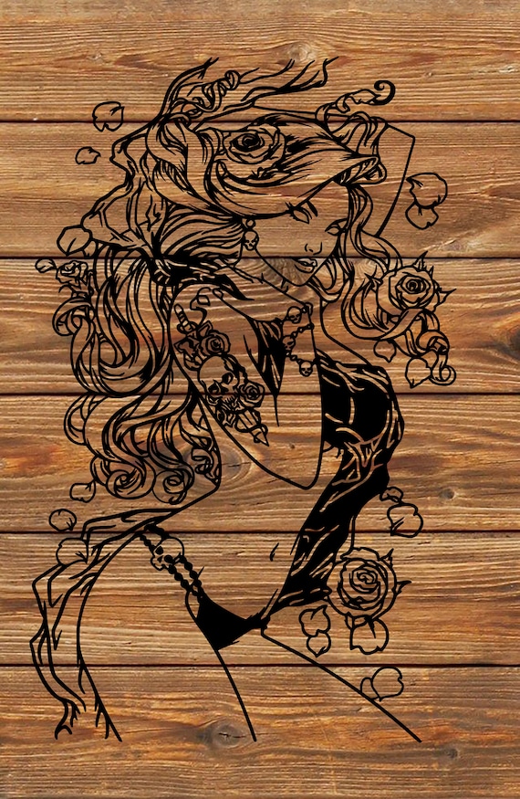 Png Svg File Sexy Goddess Tattoo Stencil Silhouette For Cricut Etsy