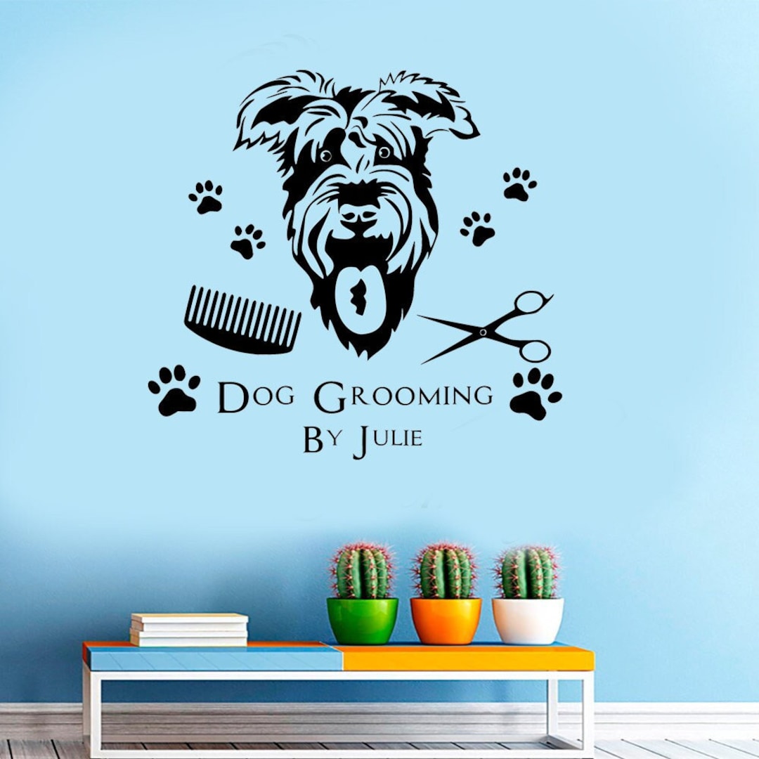 Personalised Dog Grooming Wall Sticker Art Decal Transfer Pet Grooming ...