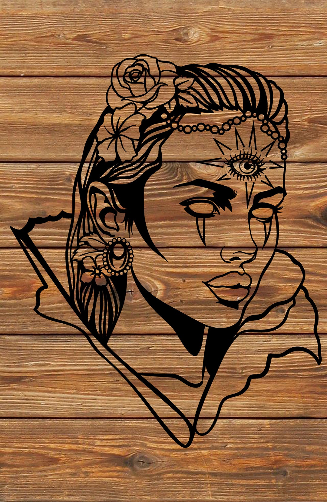 PNG SVG File Gypsy - Fortune Teller - Woman - Tarot Cards - Tattoo ...