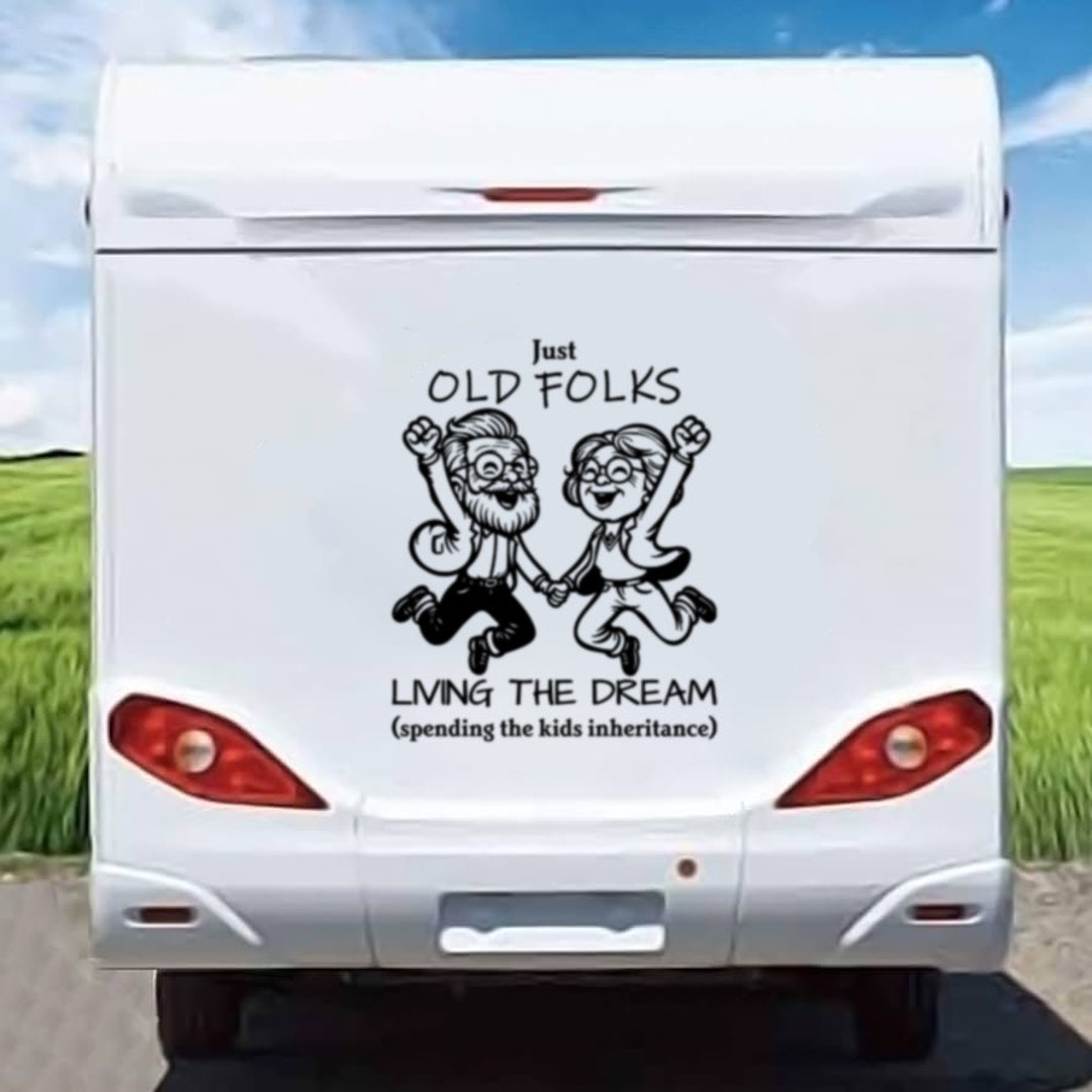 Motorhome Camper Van Caravan Sticker DECAL COMPASS Couple Pensioners ...