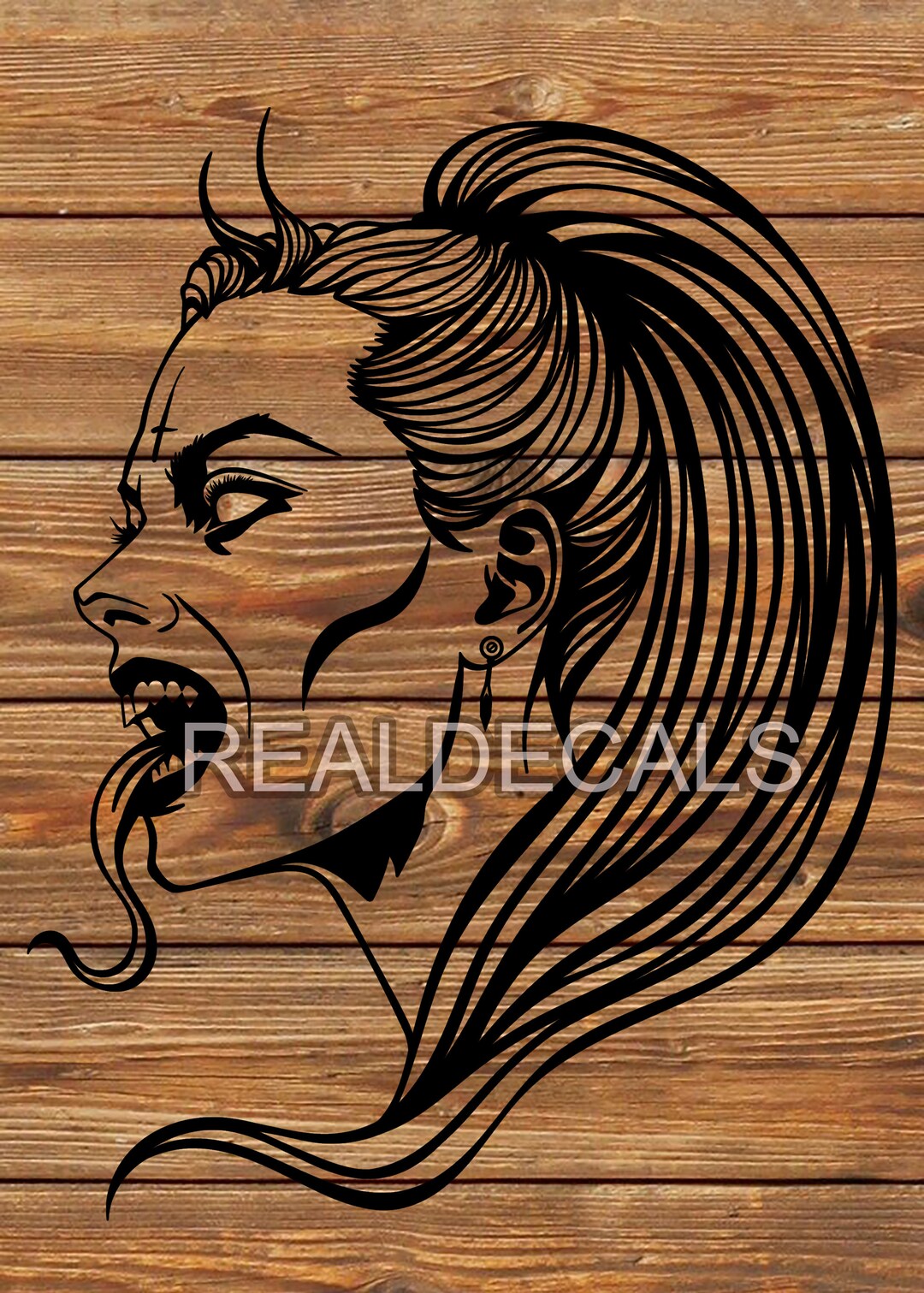 PNG SVG File Demon Girl Monster Zombie Evil Tattoo Stencil for Cricut ...