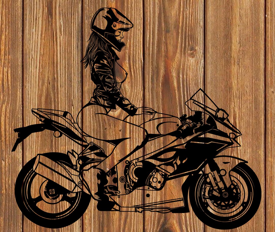 Png Svg File Sexy Biker Girl Woman Biker Tattoo Stencil For Cricut