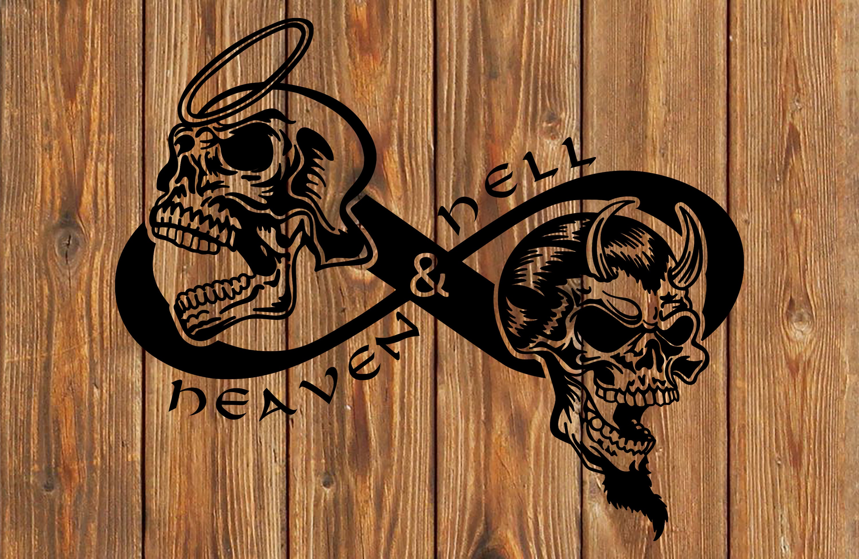PNG SVG File Devil Angel Heaven Hell Tattoo Stencil - Etsy