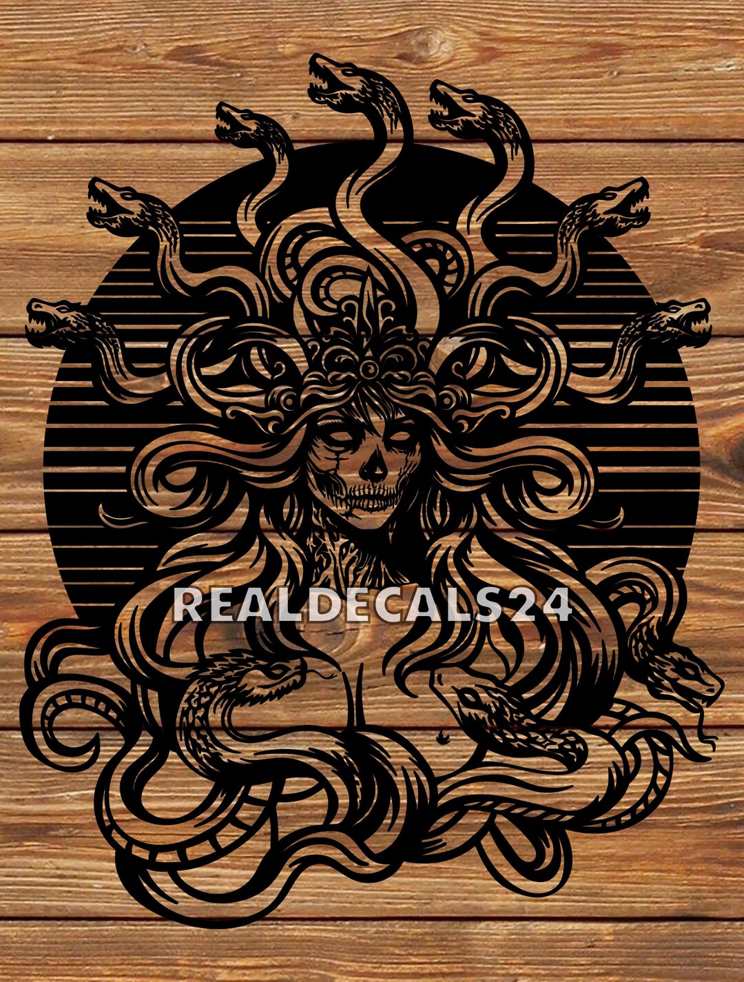 PNG SVG DXF File Medusa Mythological Creature Tattoo Stencil Silhouette ...