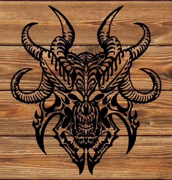 PNG SVG File Demon Head Devil Evil Tattoo Stencil - Etsy Hong Kong