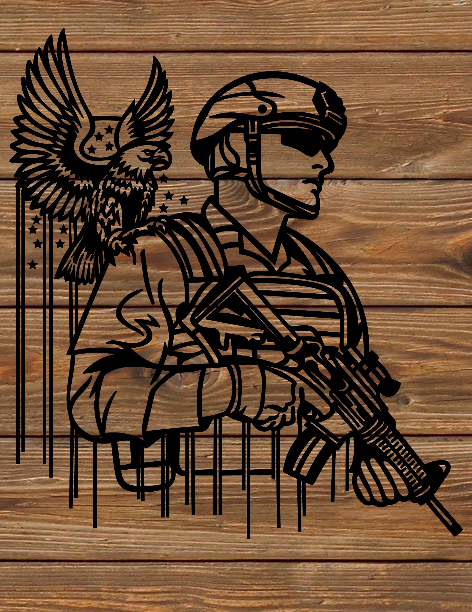 PNG SVG DXF File American Army Soldier Stencil for Cricut - Vinyl ...