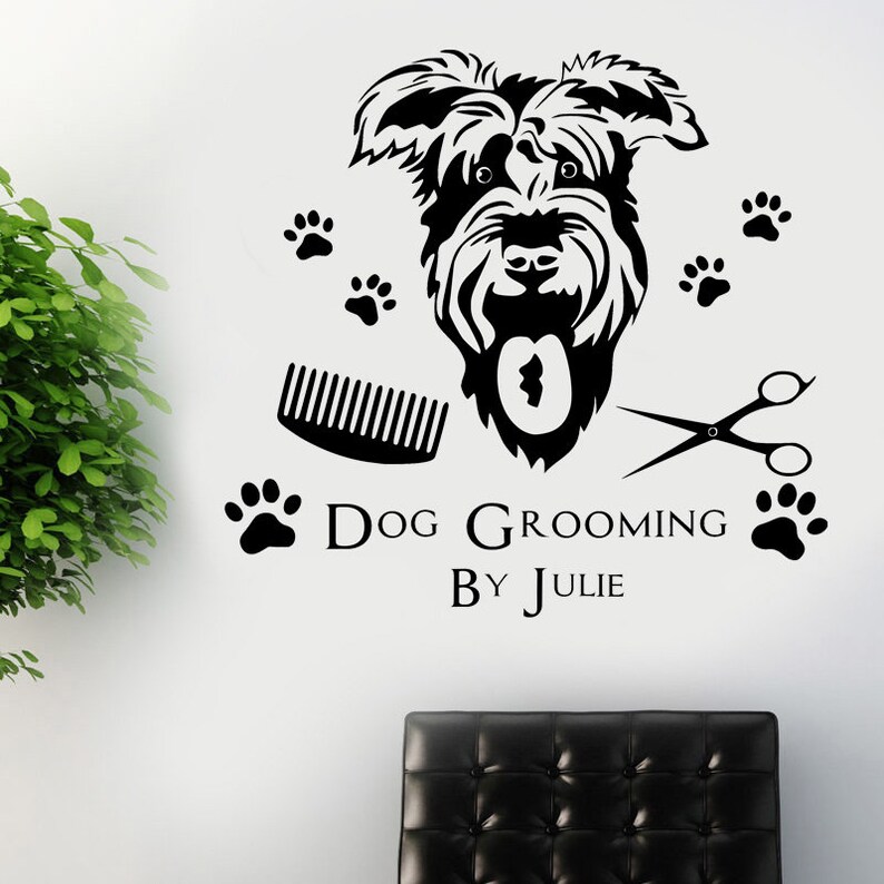 Personalised Dog Grooming Wall Sticker Art Decal Transfer Pet Grooming ...