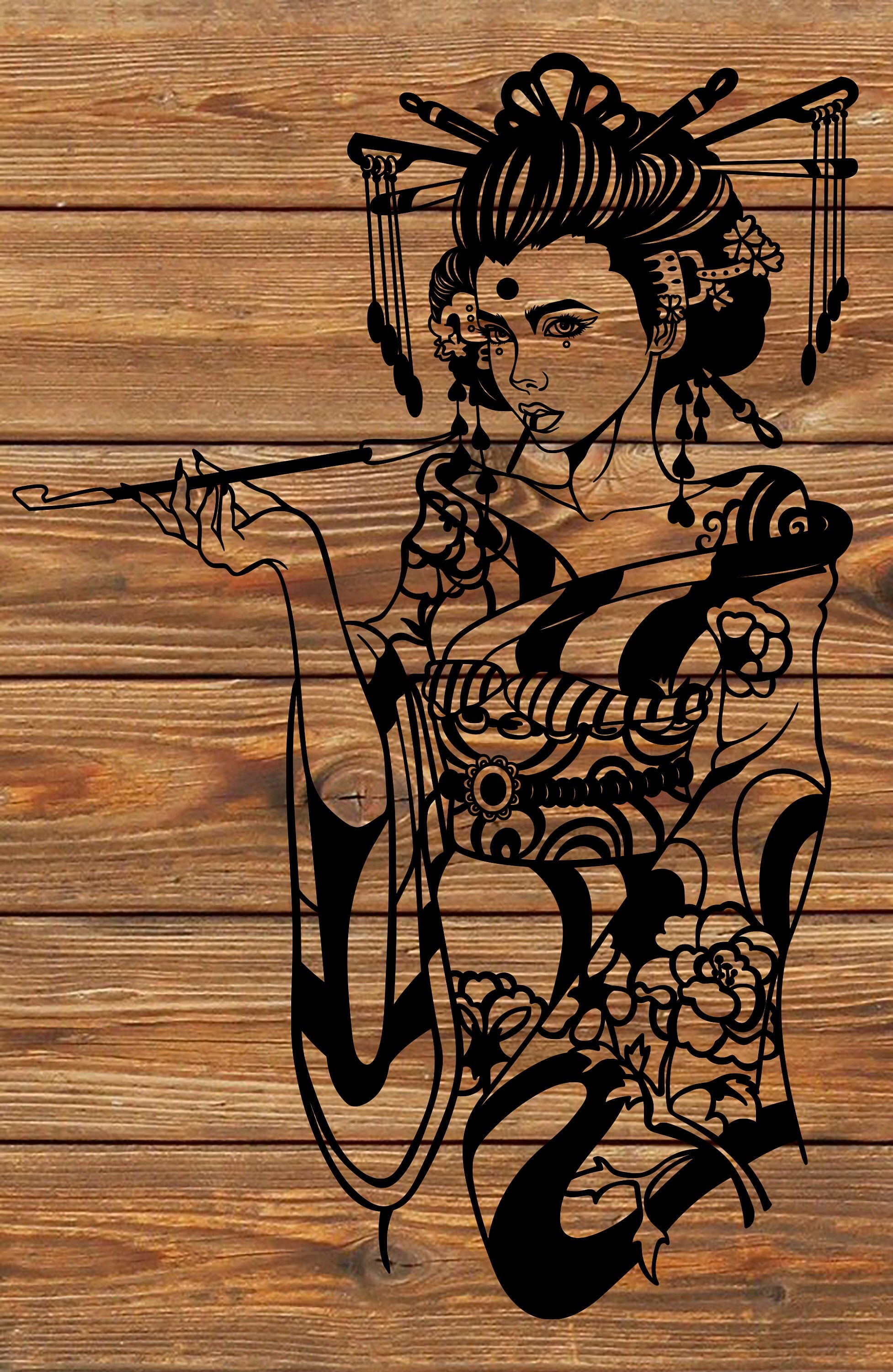 PNG SVG File Japanese Pretty Geisha Smoking Girl Tattoo - Etsy UK