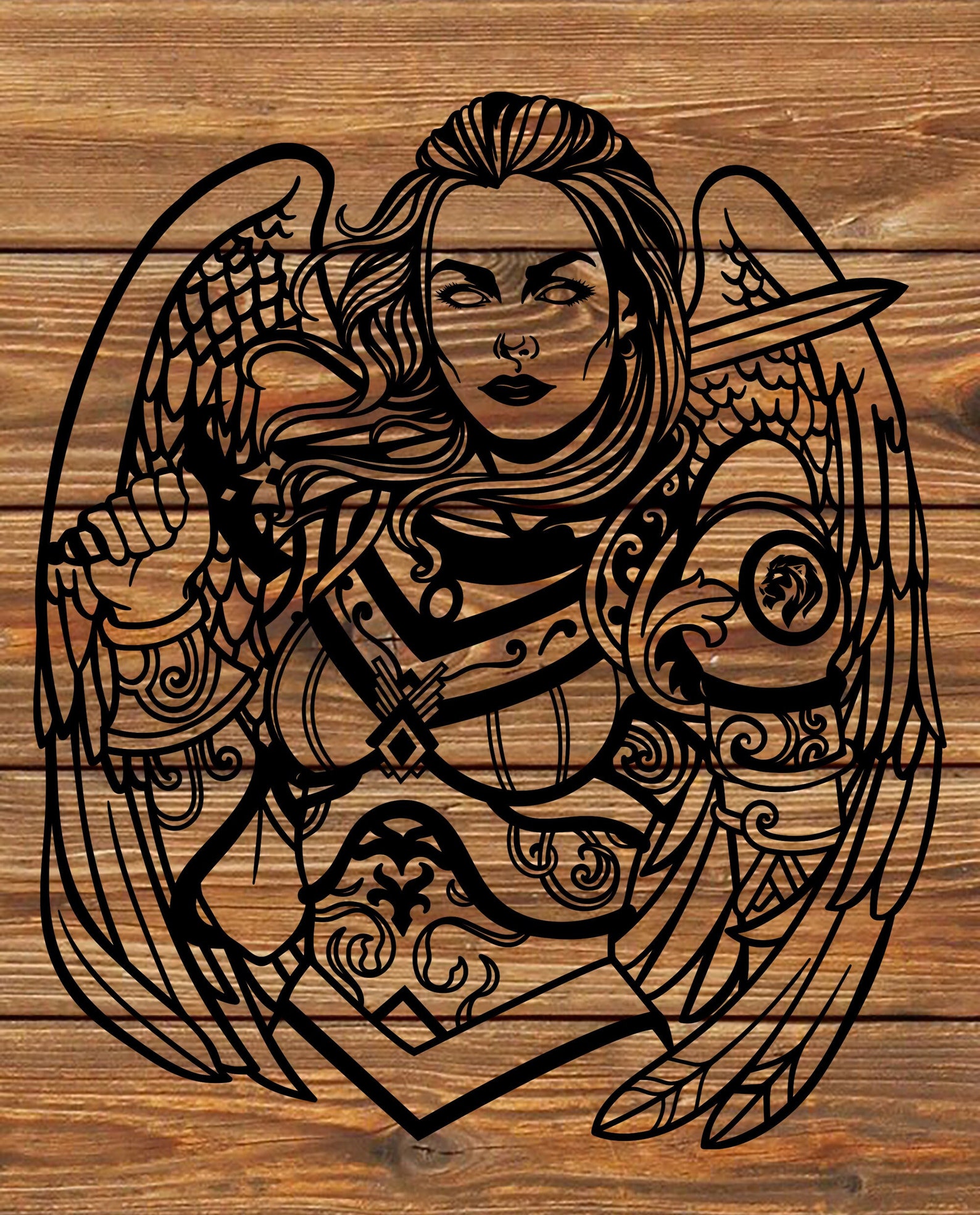 PNG SVG File Sexy Badass Angel Warrior Girl Knight | Etsy