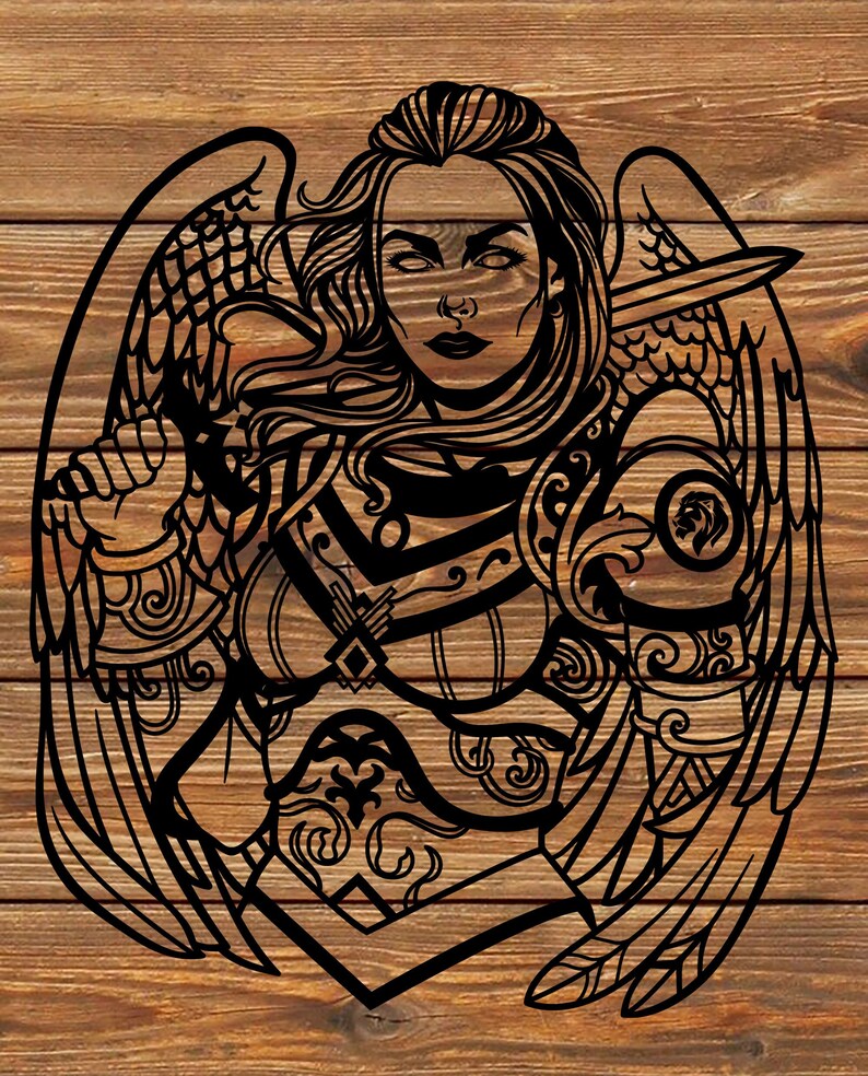 PNG SVG File Sexy Badass Angel Warrior Girl Knight | Etsy