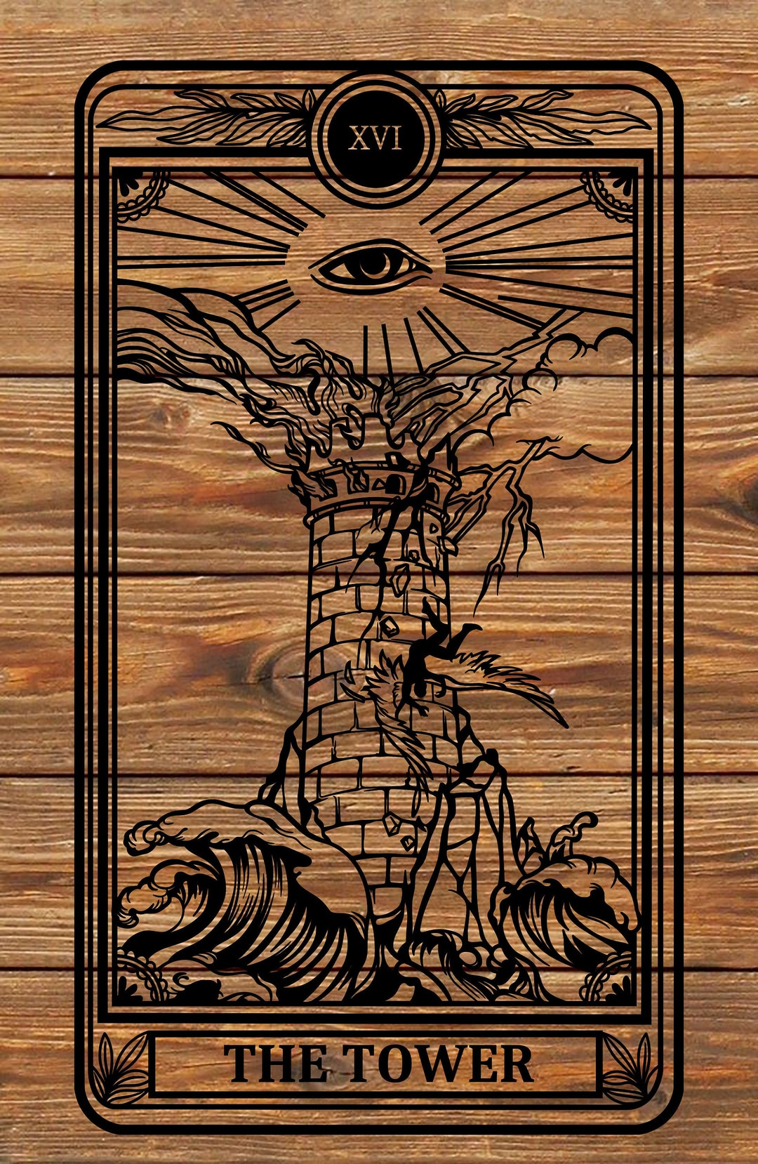 PNG SVG DXF File Cool the Tower Tarot Cards Evil Tattoo Stencil for ...