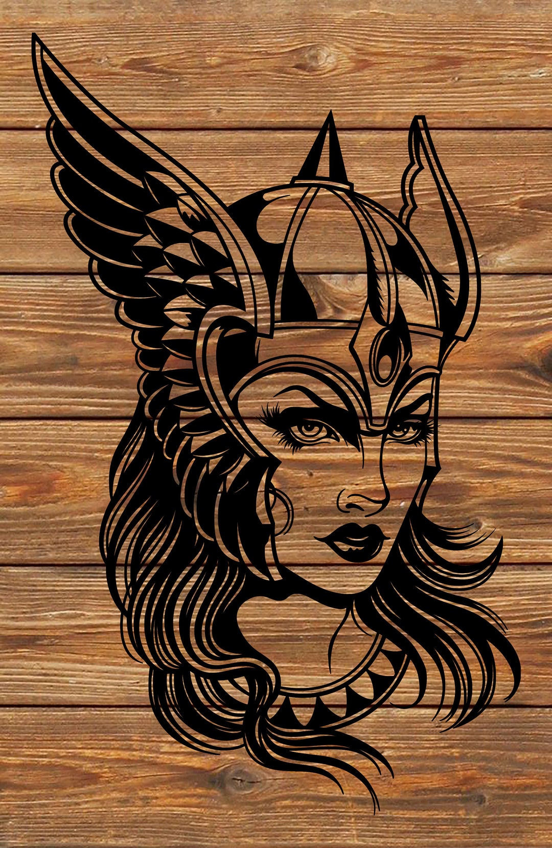 PNG SVG DXF File Valkyrie Viking Warrior Woman Stencil for Cricut Vinyl ...