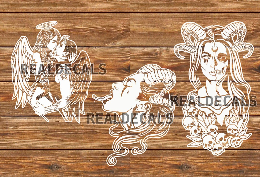 PNG SVG File - Devil - Demon - Satin - Evil - Tattoo Stencil for Cricut ...