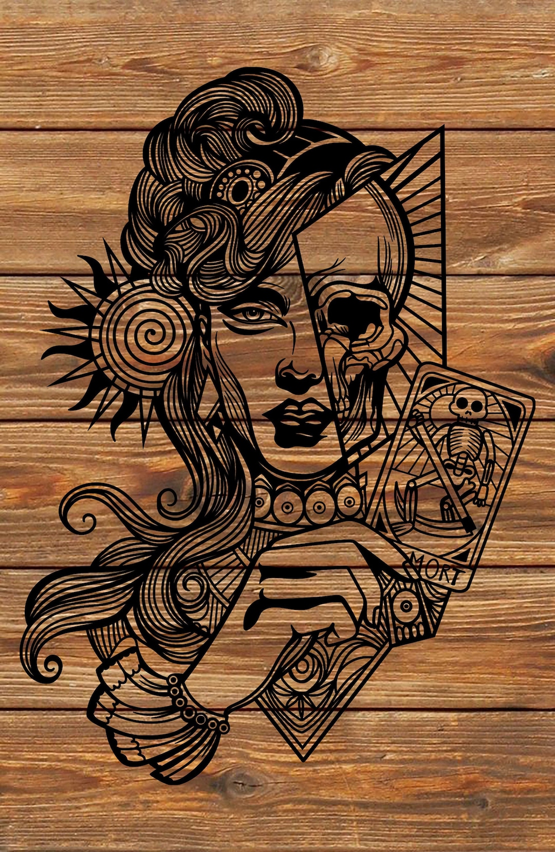 PNG SVG File Gypsy - Fortune Teller - Woman - Tarot Cards - Tattoo ...