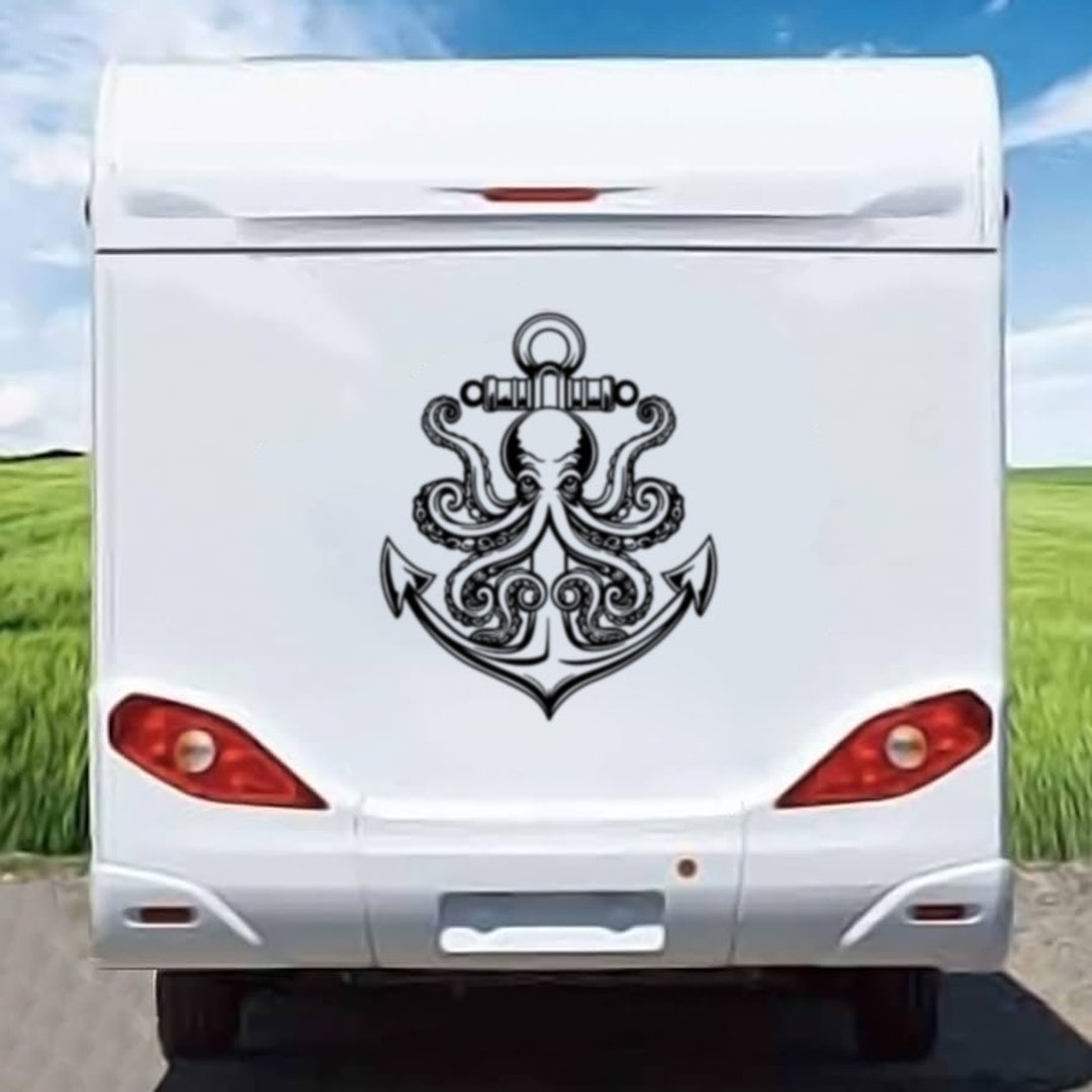 Motorhome Camper Van Caravan Sticker DECAL COMPASS Cool Octopus on ...