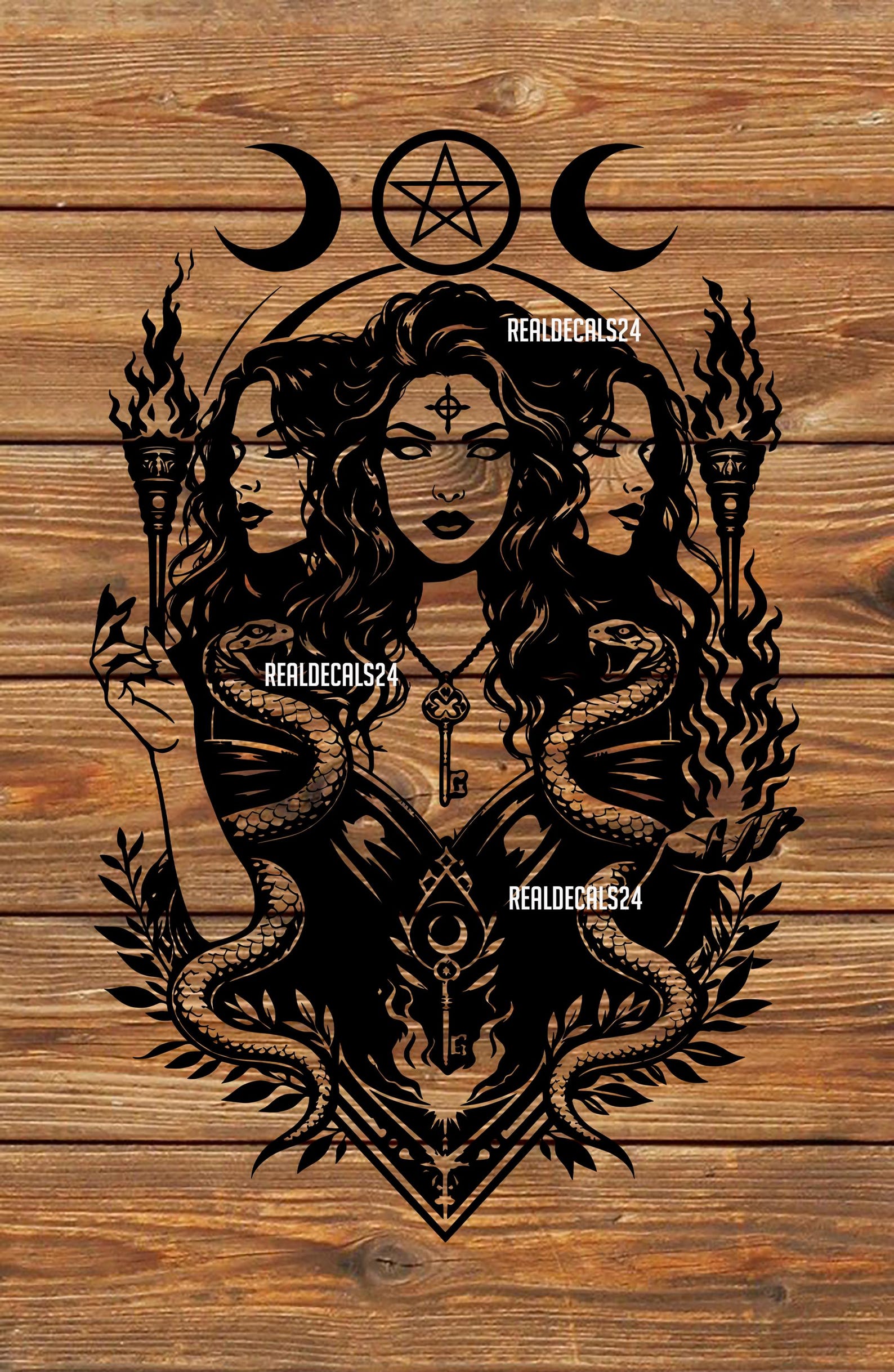 Triple Goddess Hecate SVG | Occult Pagan Wall Art Decal (digital ...