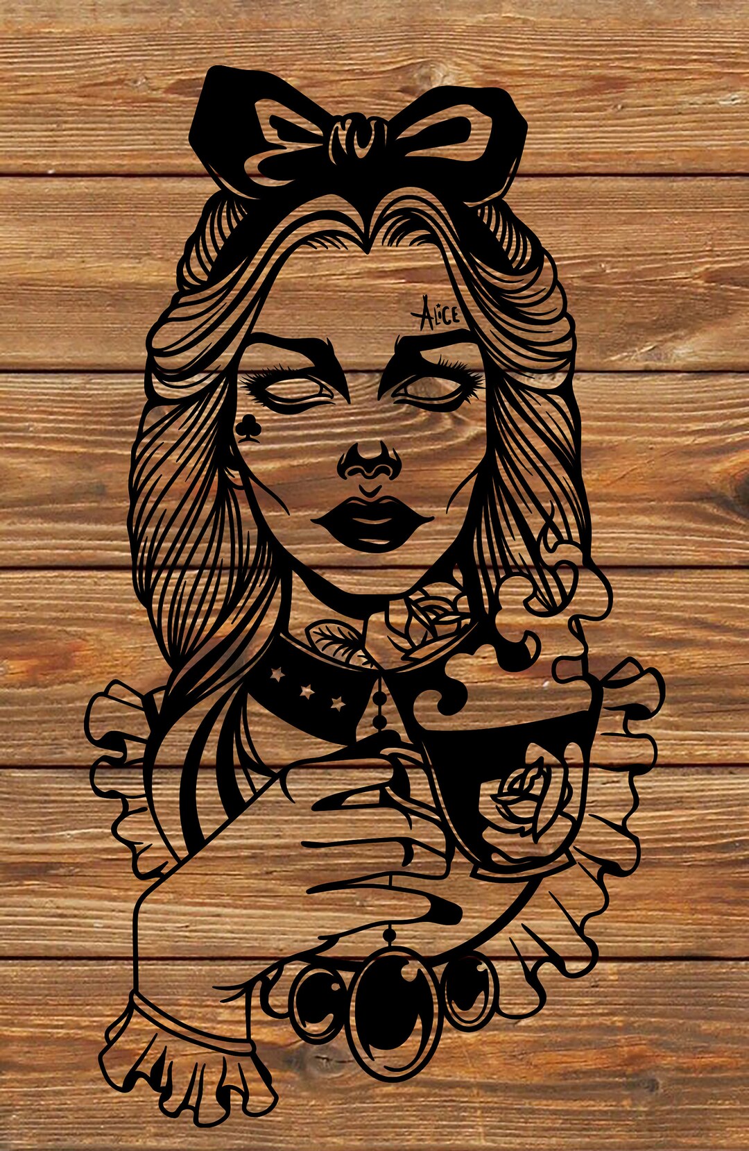 Png Svg File Creepy Twisted Alice Tattoo Stencil Etsy Uk
