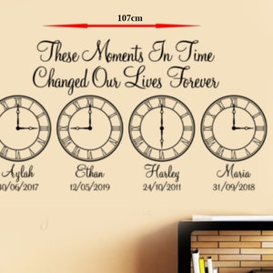 Personalised Kids Birth Date Vinyl Wall Art Clocks Stickers - Etsy