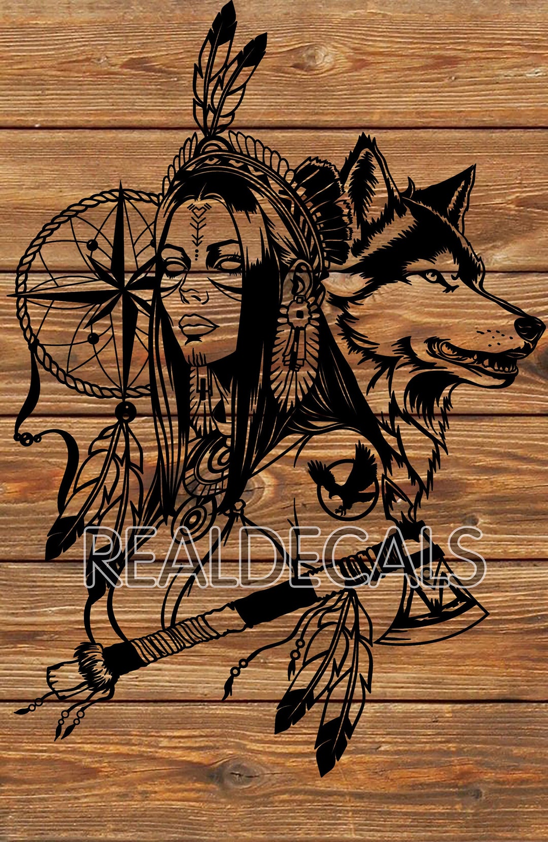 PNG SVG DXF File Native American Warrior Girl Stencil for Cricut ...