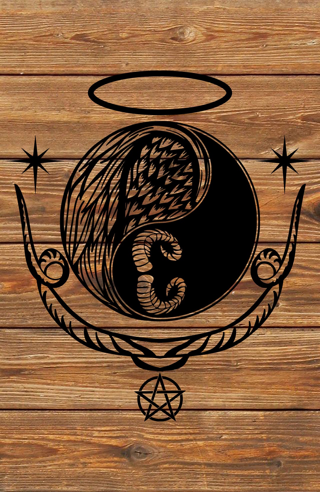 PNG SVG File - Yin Yang - Devil - Angel Wings - Satin - Evil - Tattoo ...