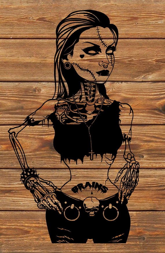 PNG SVG File Zombie Punk Girl Horror Cartoon - Etsy