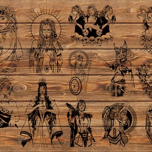 PNG SVG File 12 Goddess Tattoo BUNDLE Stencil for Cricut - Vinyl Cutter ...