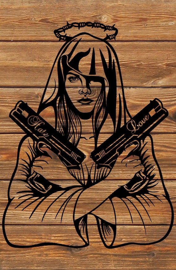 Png Svg File Sexy Female Hooded Assassin Tattoo Stencil Etsy