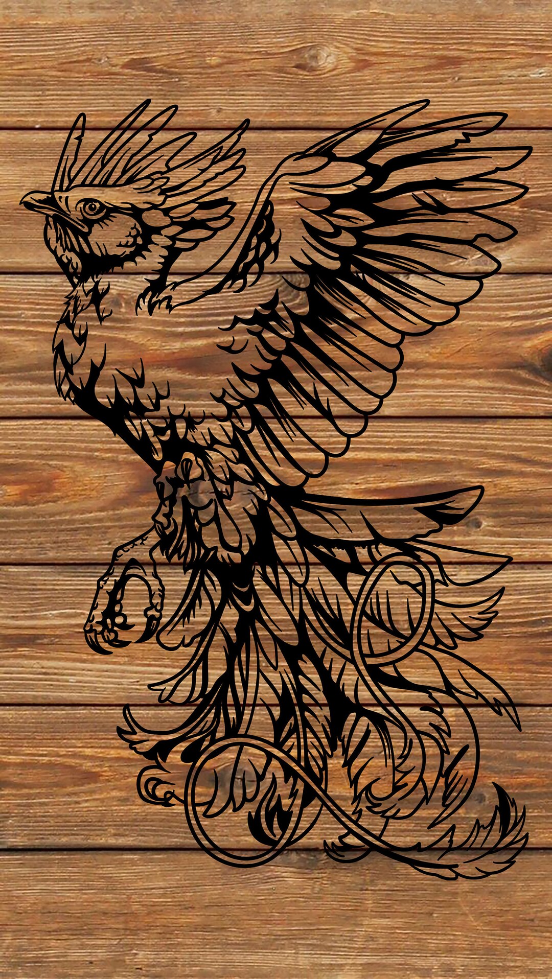 PNG SVG DXF File Phoenix Mythological Firebird Tattoo Stencil for ...