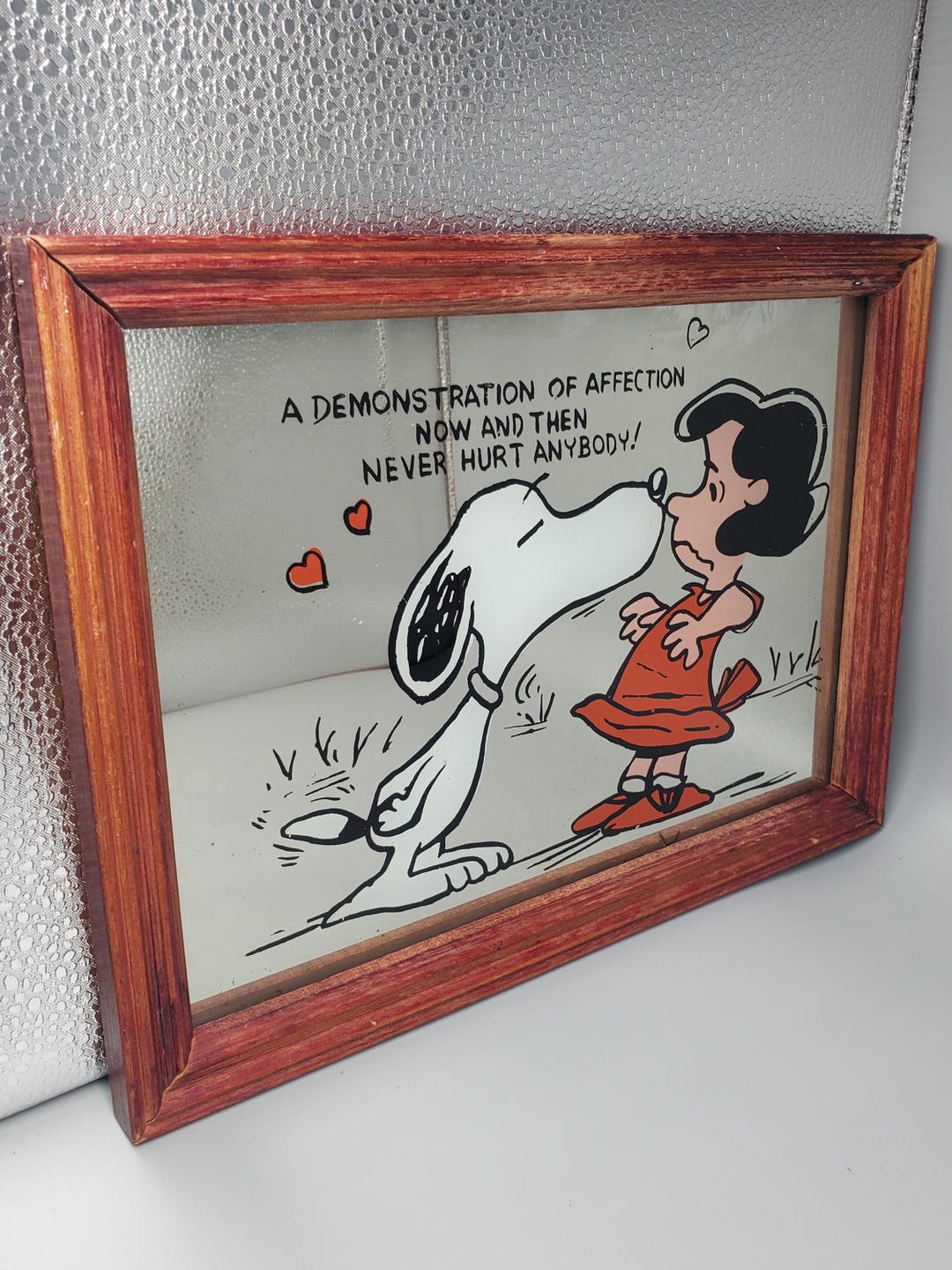 Antique Vintage 1970's Peanuts Snoopy Framed Mirror Art - Etsy UK