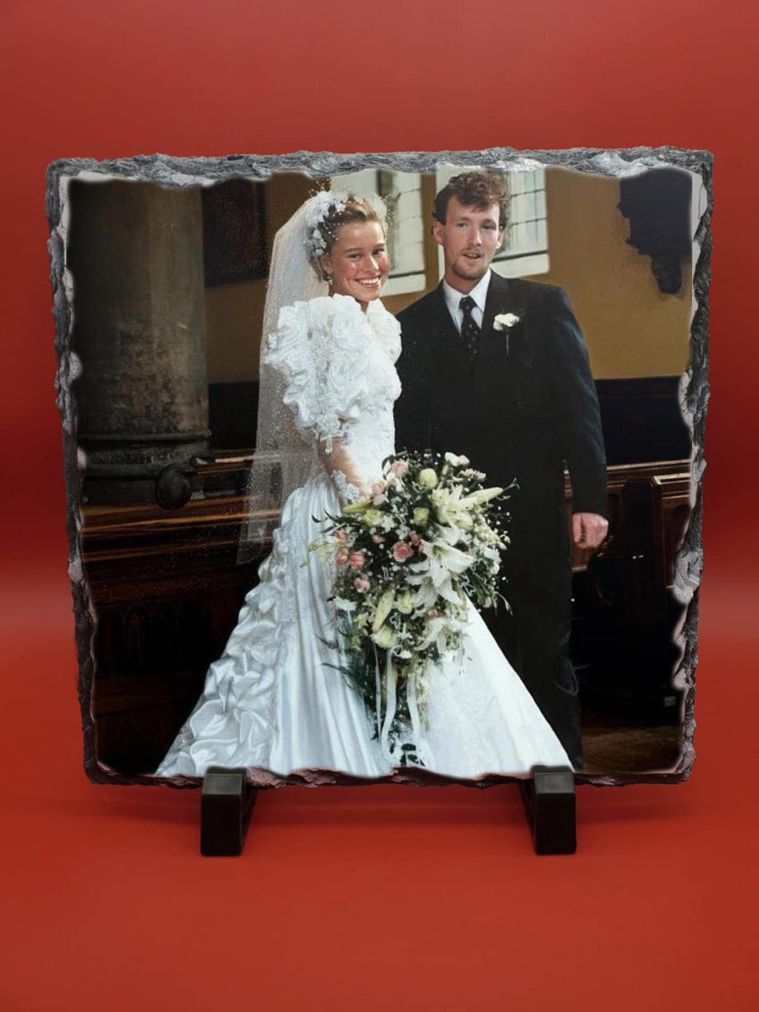 Personalised Square Slate Photo Any Image/text With Stand - Etsy