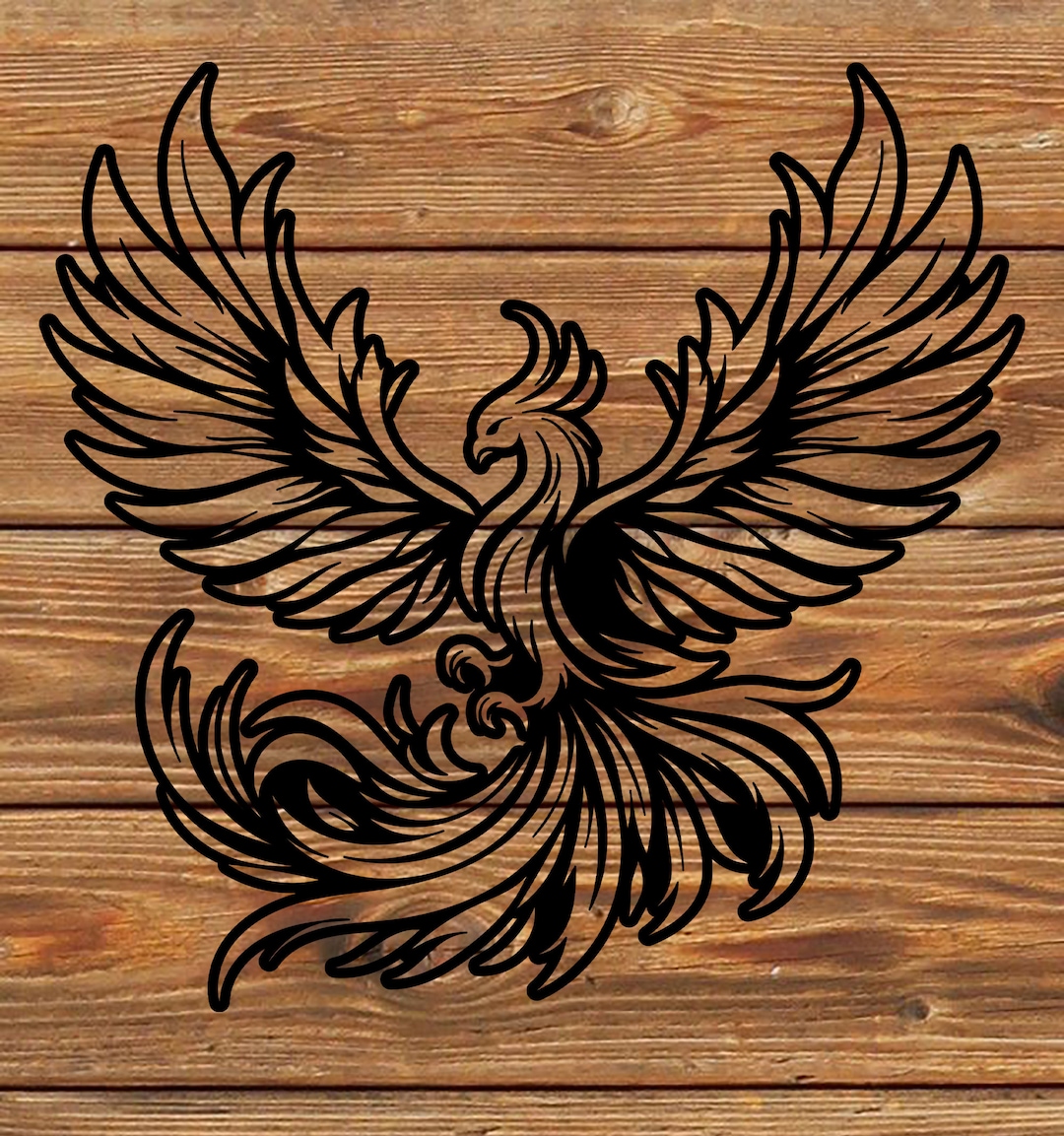 PNG SVG DXF File Phoenix Mythological Firebird Tattoo Stencil for ...