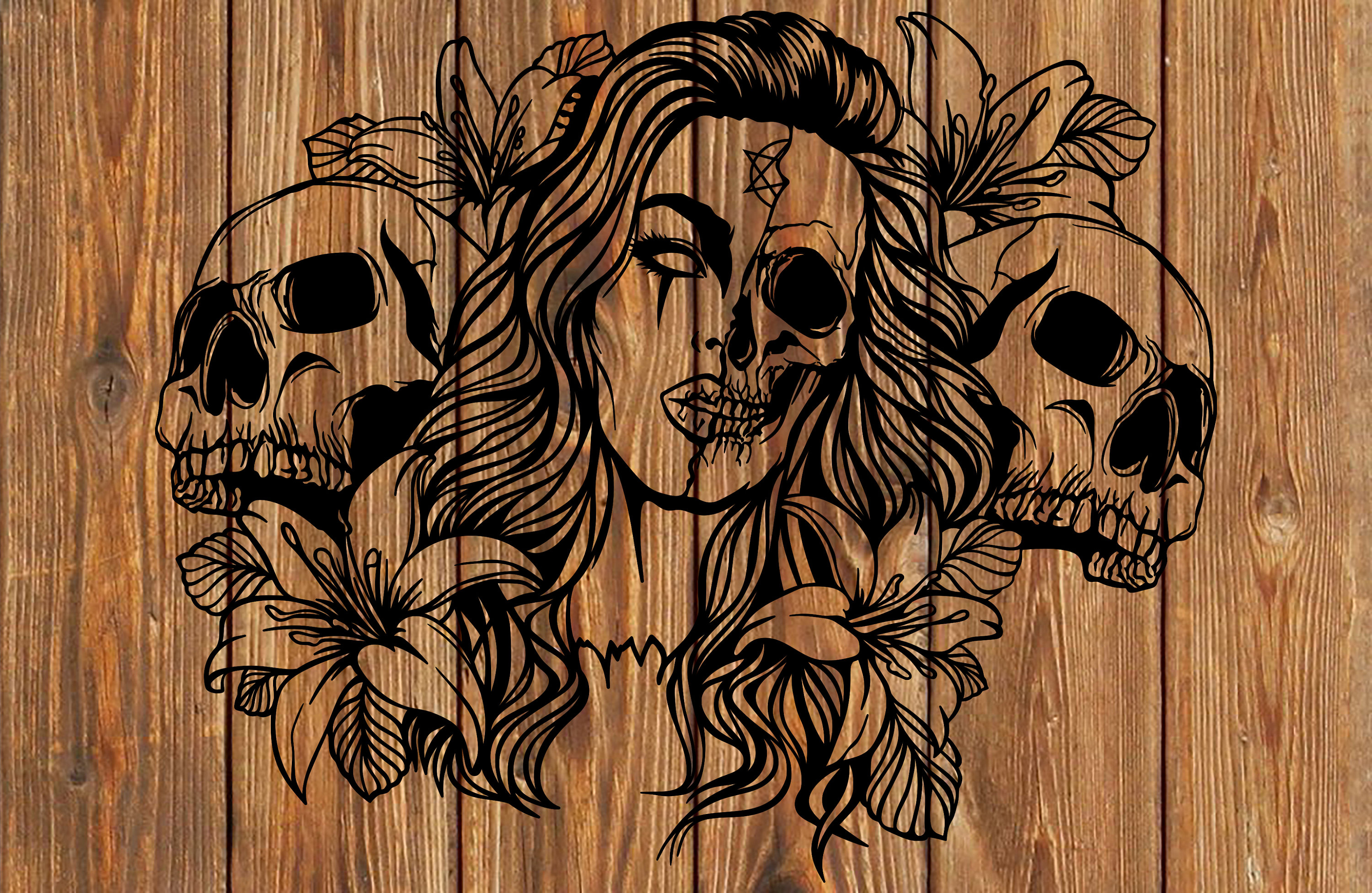 PNG SVG File Demon Girl - Devil - Evil Skulls - Stencil for Cricut ...