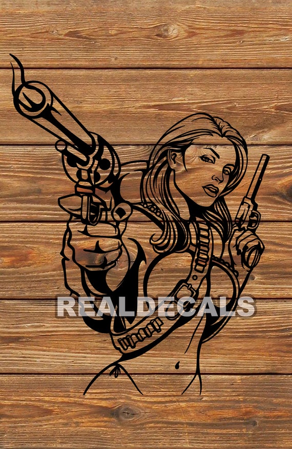 Girl With Gun Stencil