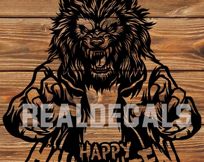 Werewolf Monster Wolf Man Silhouette Halloween Wall Cookie DIY Craft ...