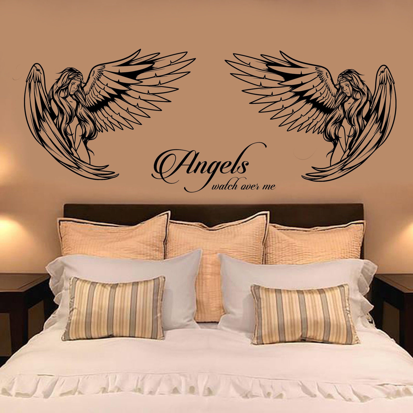 Angel Wall Art Sticker With angels Watch Over Me | Etsy UK