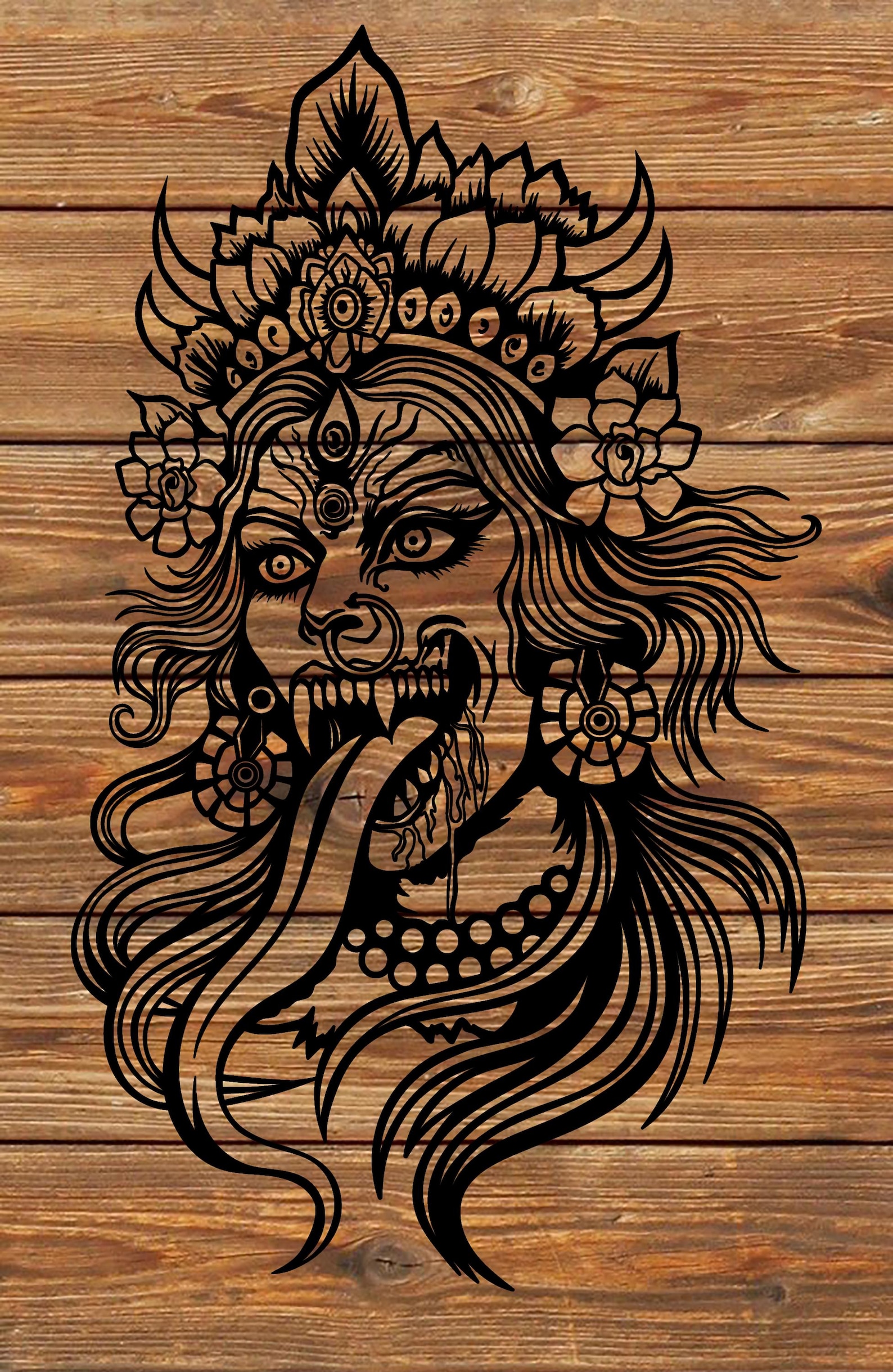 Kali Tattoo Stencil - Indian Hindu Goddess SVG PNG DXF File - Etsy