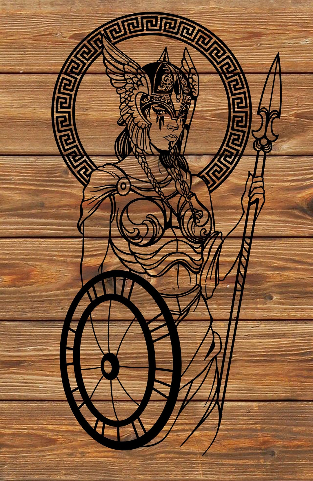PNG SVG DXF File Athena Greed Goddess Warrior Woman Stencil for Cricut ...