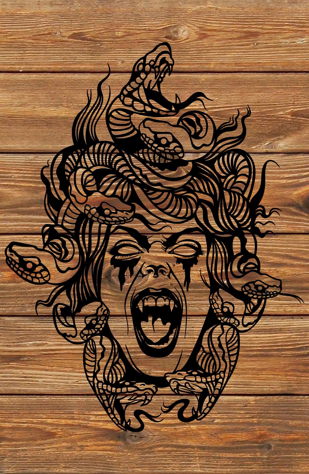 PNG SVG File Medusa Mythological Creature Tattoo Stencil Silhouette for ...