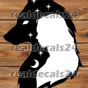 PNG SVG File Layered Wolf Girl Stencil Silhouette for Cricut - Etsy