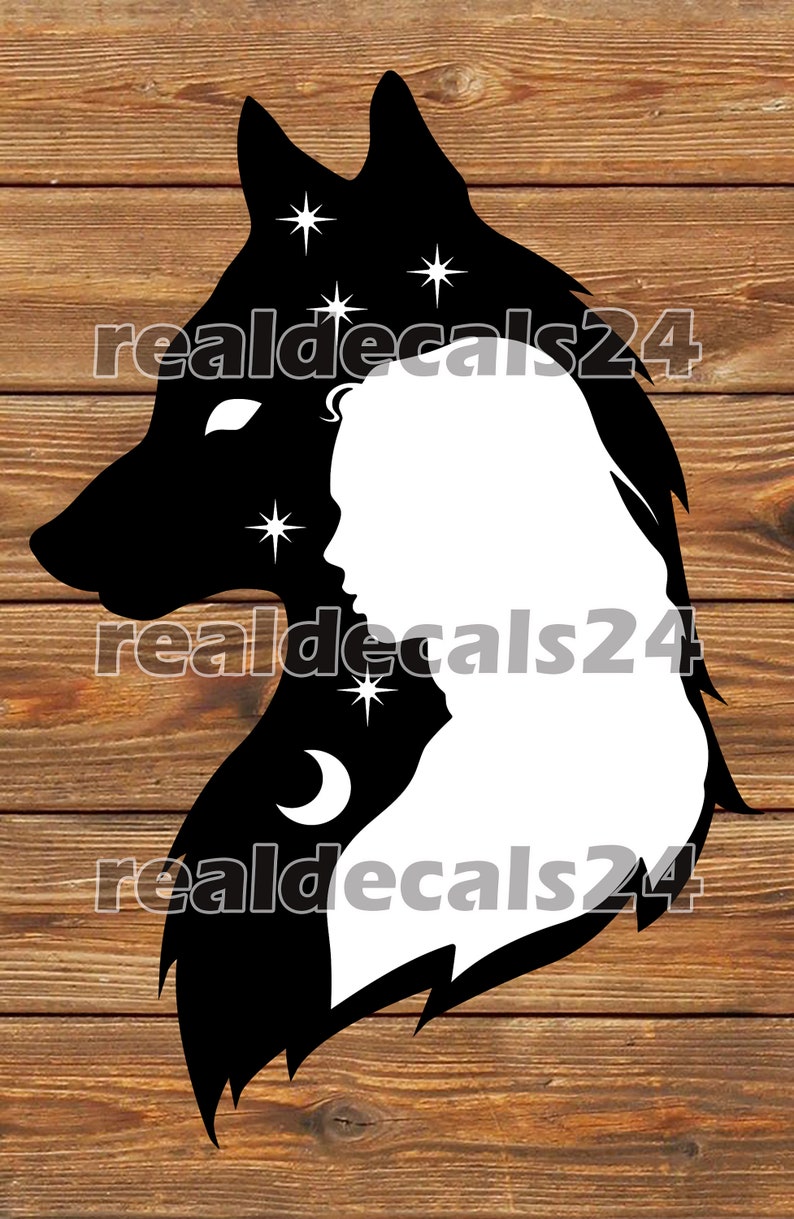 PNG SVG File Layered Wolf Girl Stencil Silhouette for Cricut - Etsy