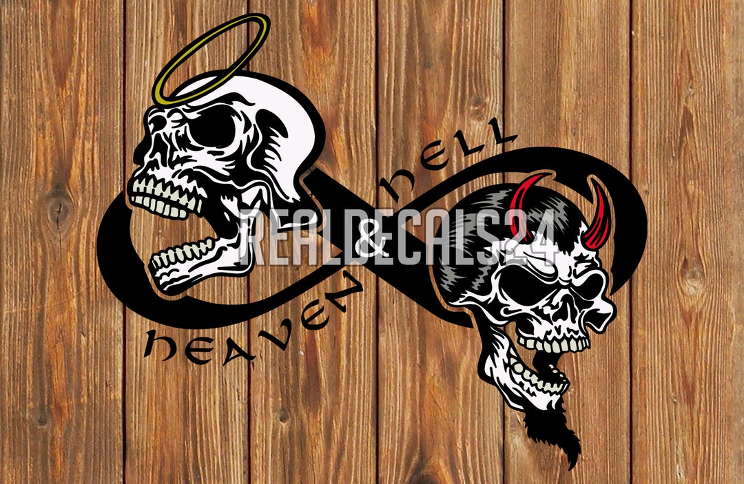 PNG File Devil Angel Heaven Hell Colour Tattoo Stencil for Cricut Vinyl ...