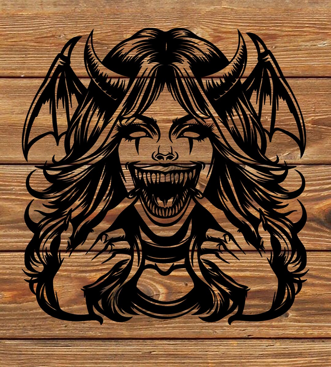 PNG SVG DXF File Devil Demon Satin Evil Tattoo Stencil for Cricut Vinyl ...