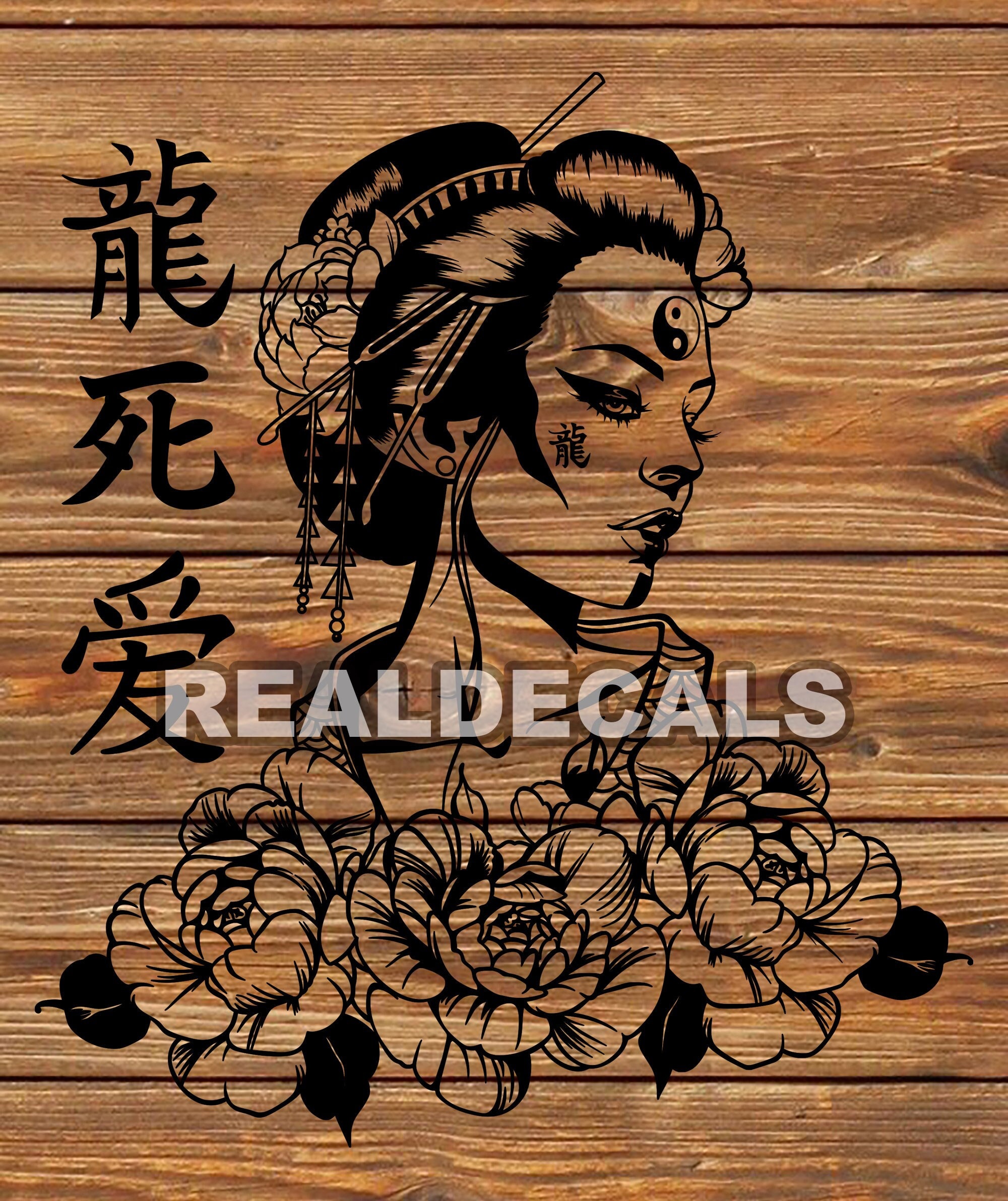 PNG SVG File Japanese Pretty Geisha Girl Tattoo Stencil for Cricut ...